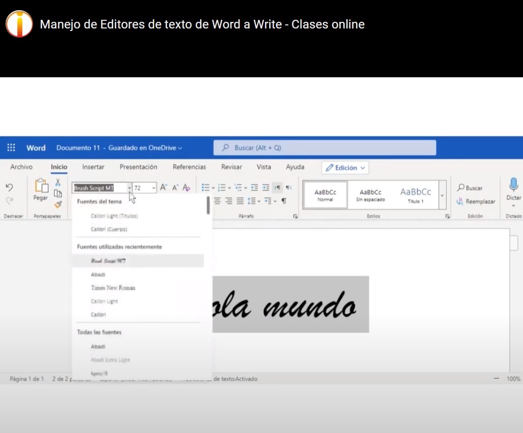 Manejo de Editores de texto de Word a Write - Clases online - Cursos ...